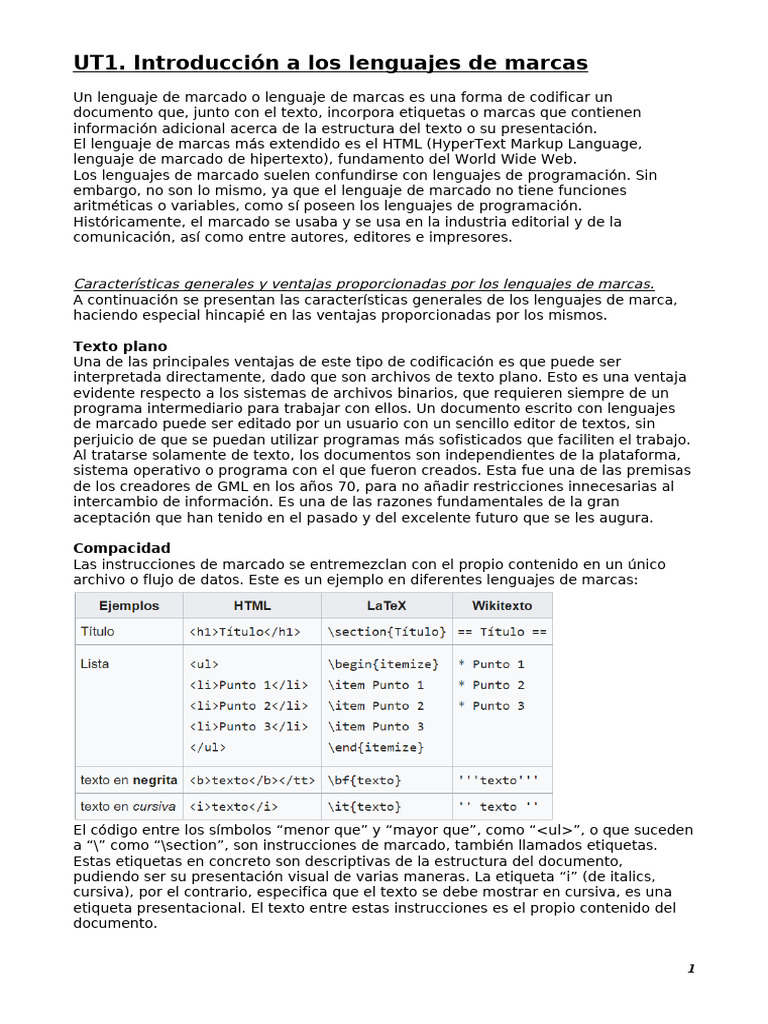 UT01 01 IntroduccionLenguajesMarcas | PDF