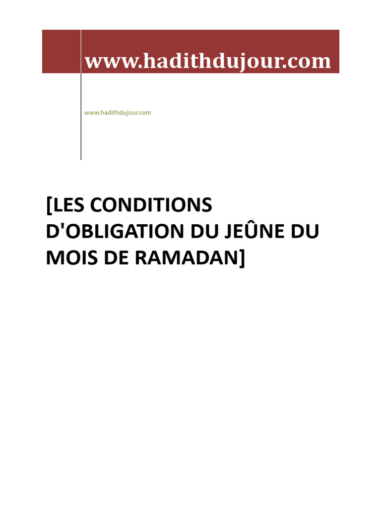 Conditions Du Jeune | PDF