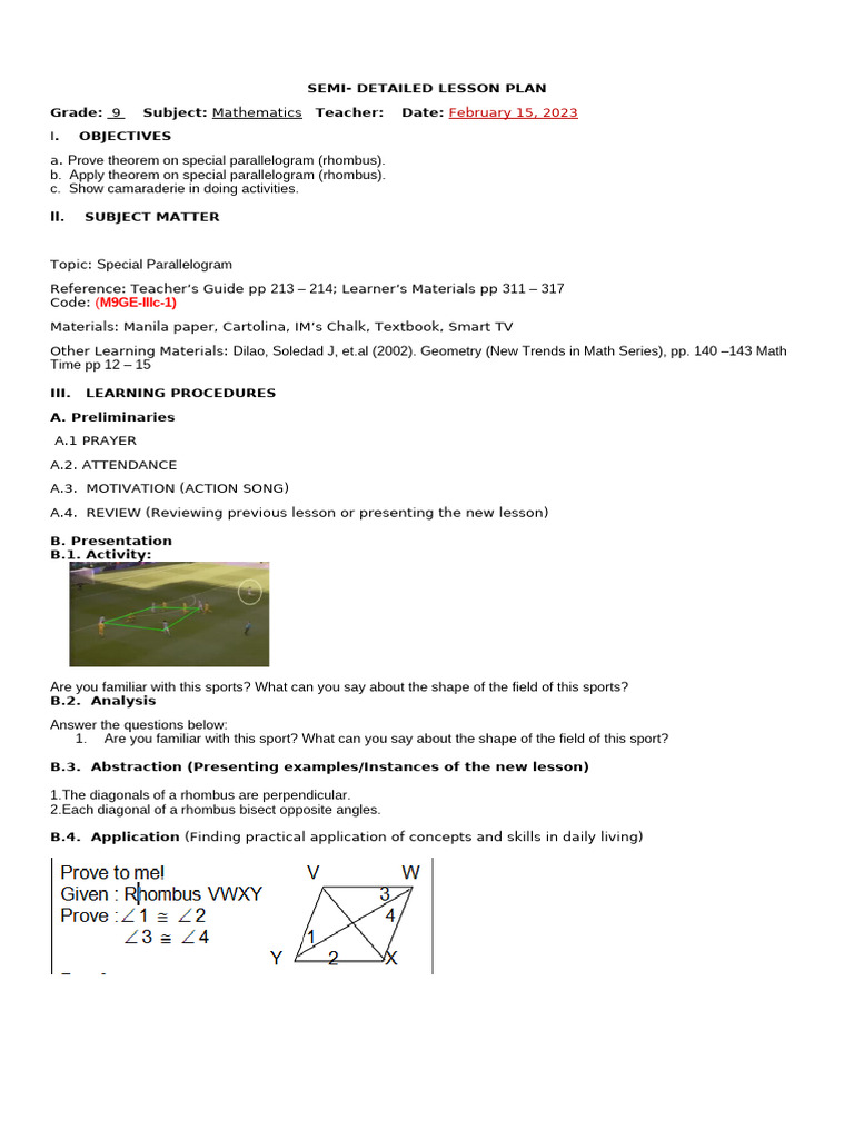Daily Lesson Plan - Math 9 | PDF | Teaching Methods & Materials ...