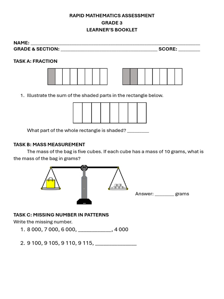 RAPID-MATHEMATICS-ASSESSMENT-LEARNERS-BOOKLET-EDITED | PDF