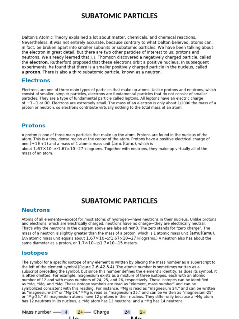 Subatomic Particles | PDF