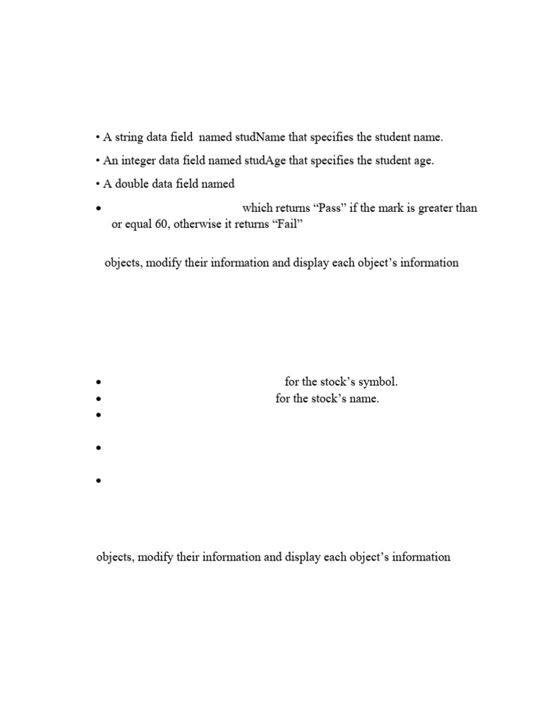 1 1 Classes And Objects Exercises 1 Pdf