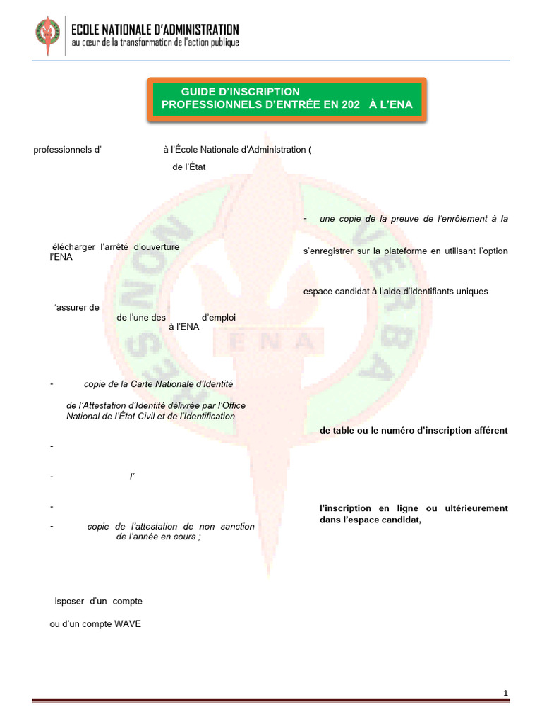 ENA 2024 Guide Inscription CP | PDF