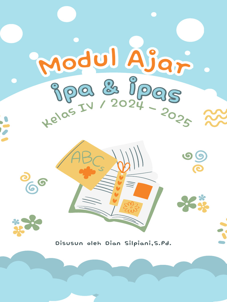 Biru Oranye Kreatif Doodle Cover Modul Ajar Dokumen A4 (210 X 330 MM ...