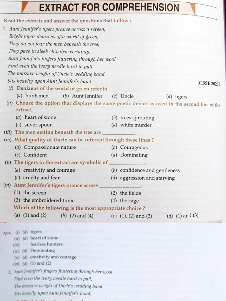 Aunt Jennifer's Tigers... Part 2 | PDF