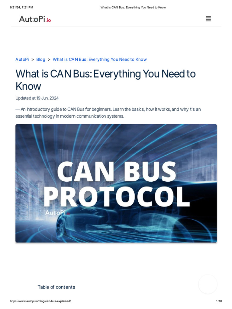 Understanding CAN Bus Technology Basics | PDF | Internet Of Things | Communication