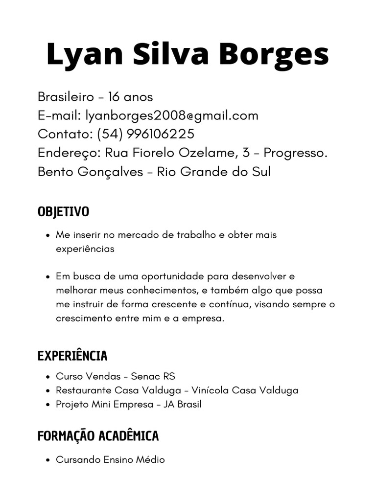 Currículo - Lyan Borges | PDF Currículo - Lyan Borges | PDF