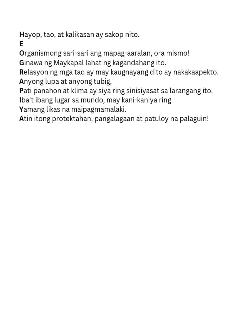 Hayop, Tao, at Kalikasan Ay Sakop Nito. E Organismong Sari-Sari Ang ...