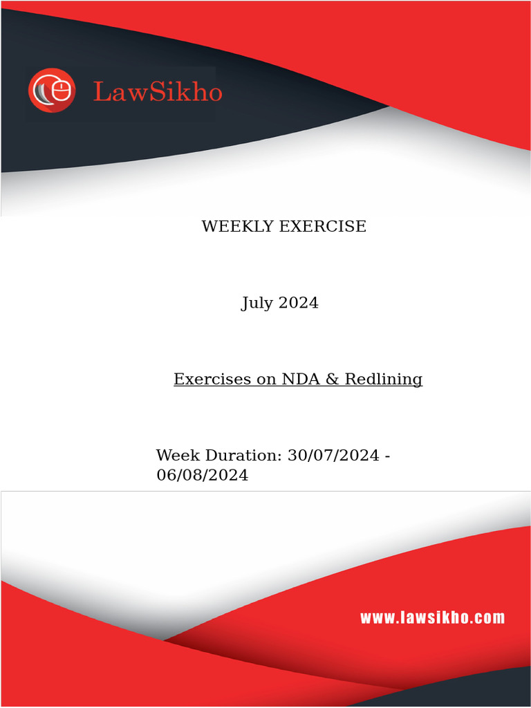 Weekly Exercises On NDA & Redlining - July 2024 | PDF | Non Disclosure Agreement | Intellectual ...