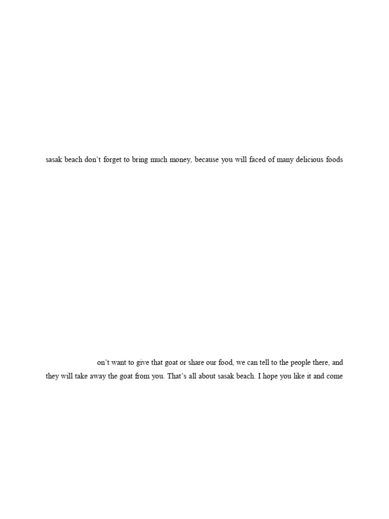Descriptive Text Sasak Beach | PDF