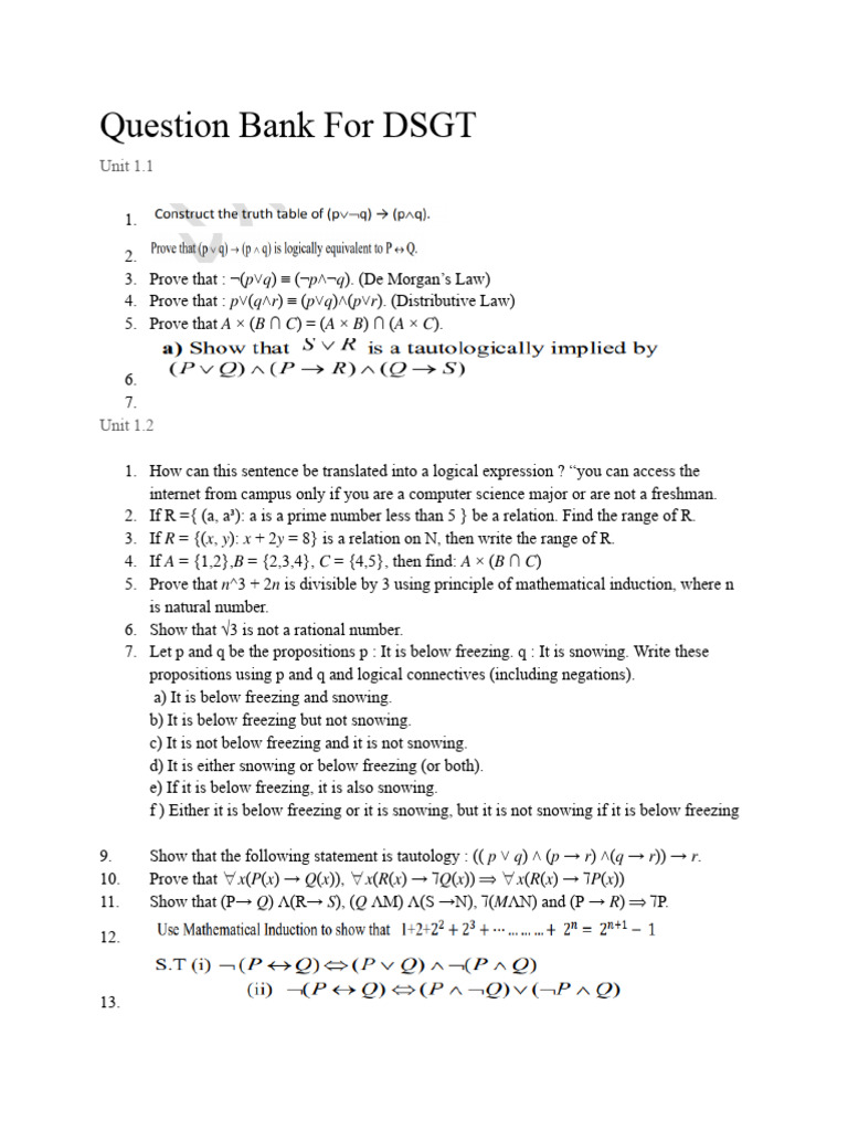 Question Bank For DSGT | PDF