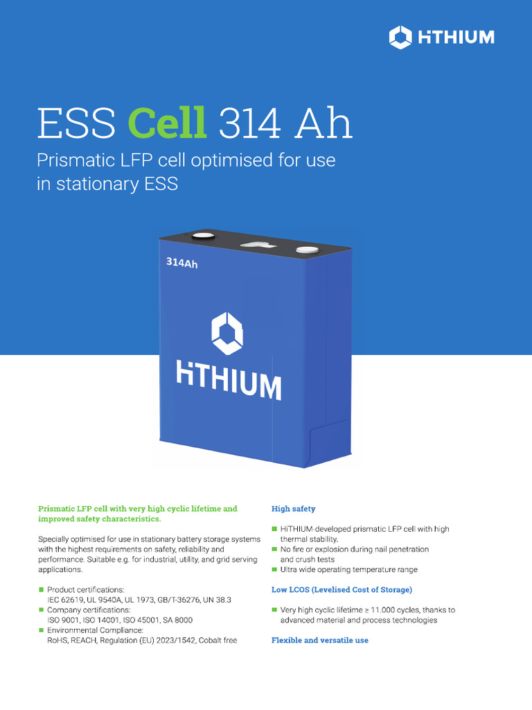 Hithium DS ESS Cell 314ah Datasheet 20240517 V5.5 EU | PDF