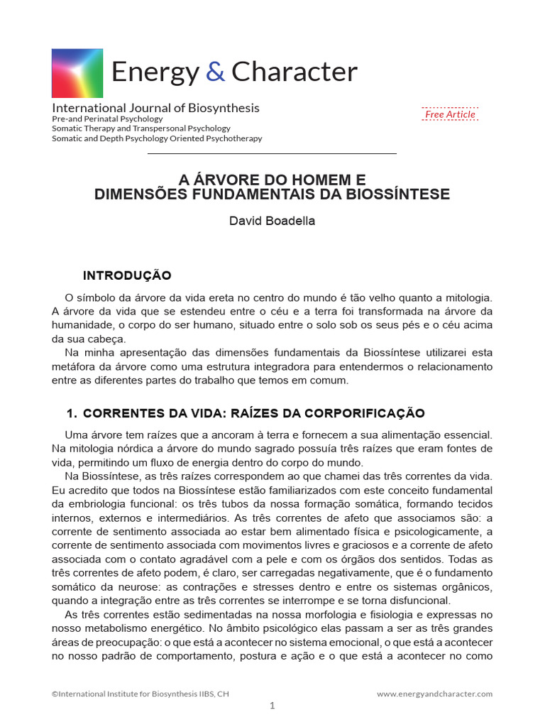 David Boadella - A Árvore Do Homem e Dimensões Fundamentais Da ...