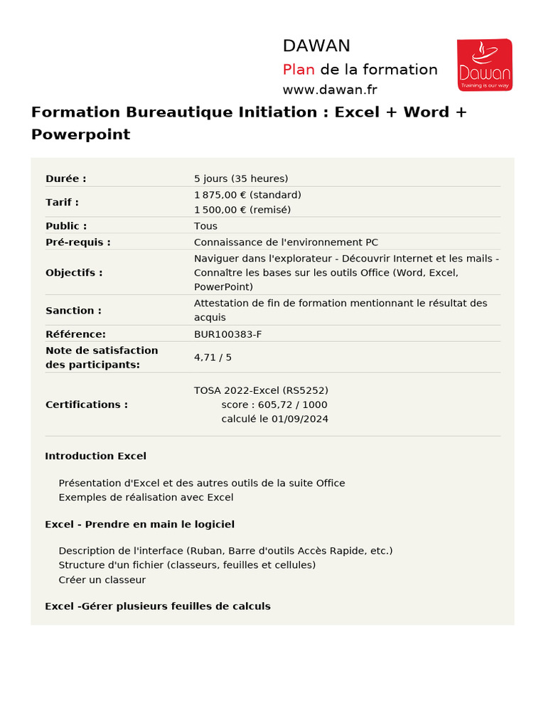 Bureautique Initiation Excel Word Powerpoint | PDF