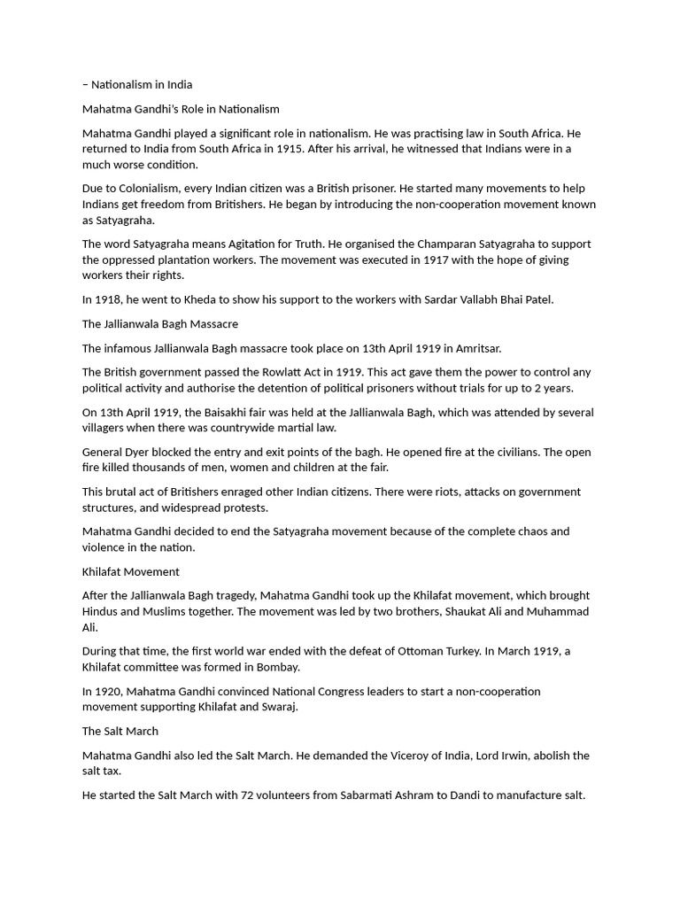 Nationalism in India | PDF | Mahatma Gandhi | British Raj