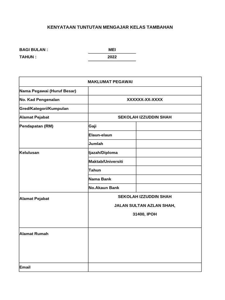 Contoh Claim Jadual (1) | PDF