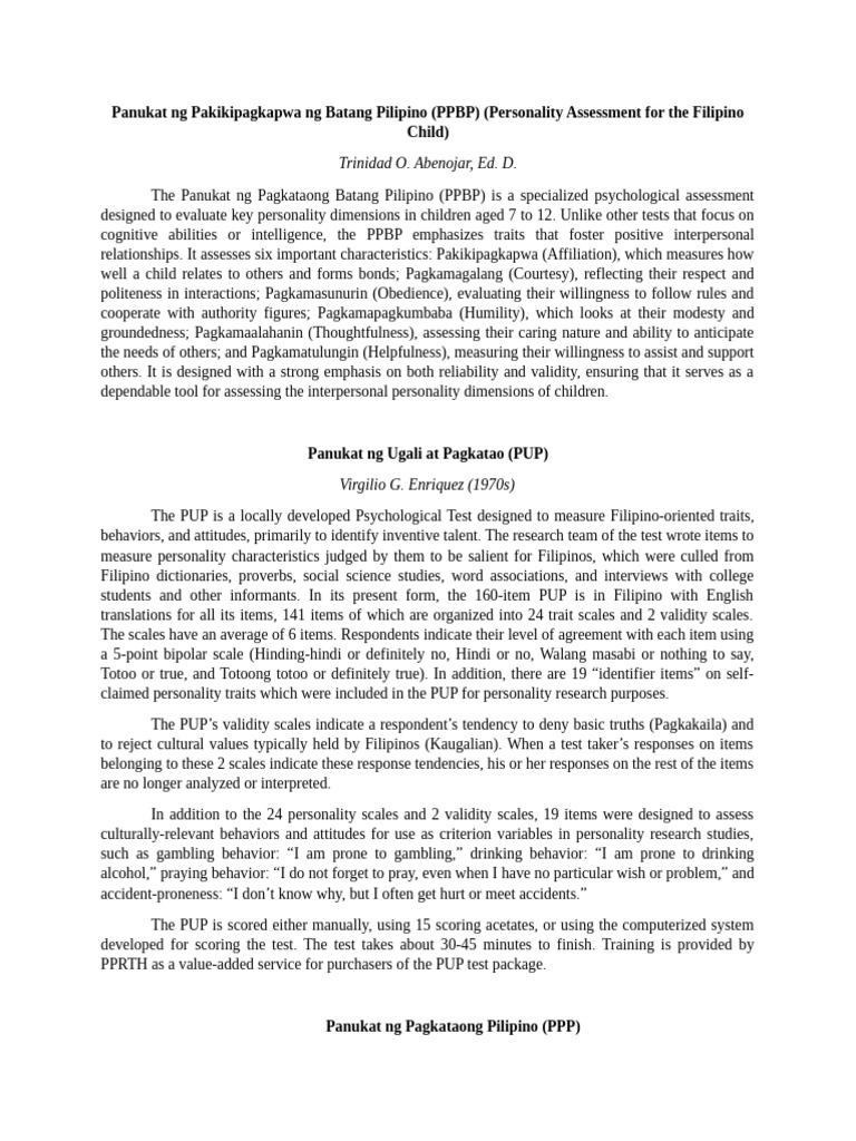 Filipino Psych Test | PDF