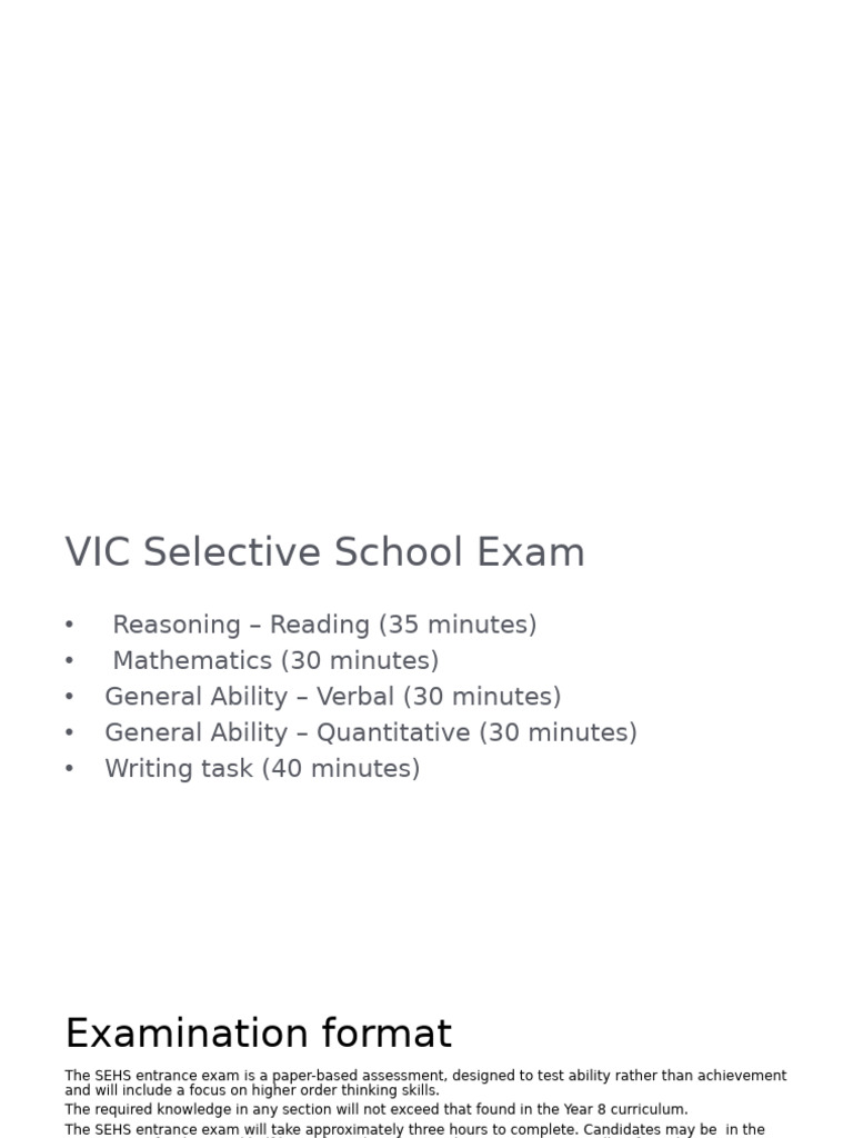 Selective School Exams | PDF