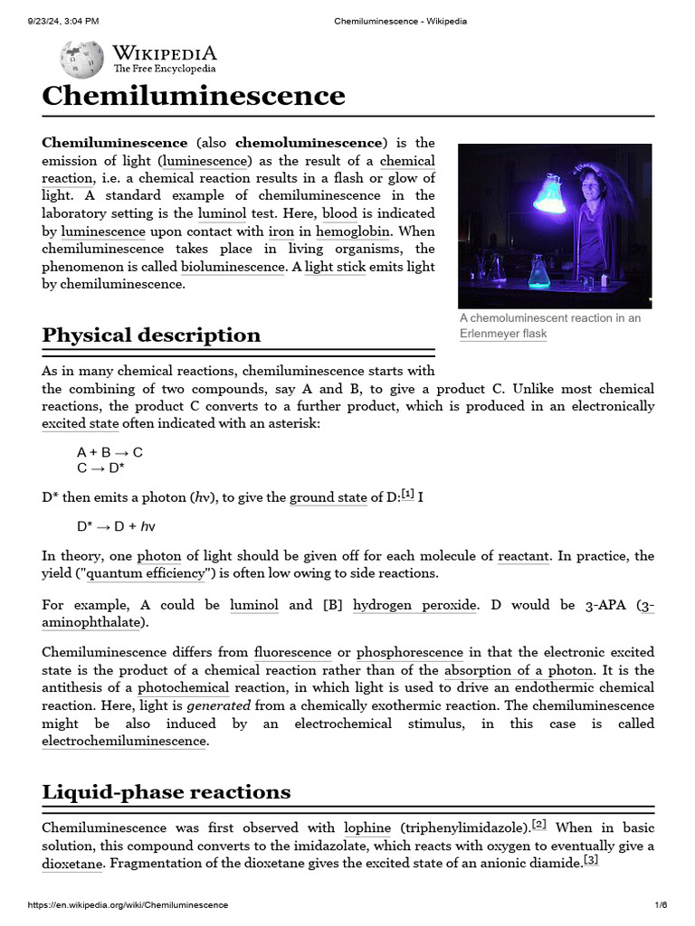 Chemiluminescence | PDF