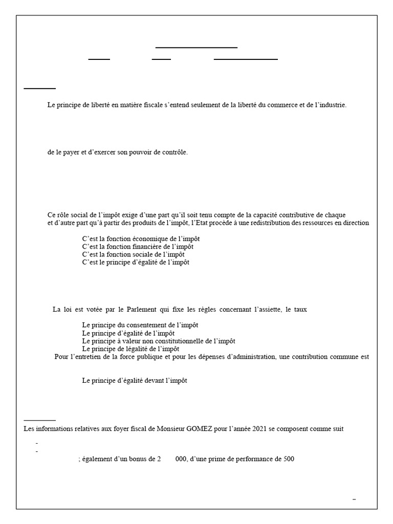 DEVOIR de Rattrapage Fiscalité L1 2024 | PDF