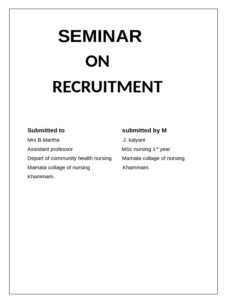Seminor On Recurtiment | PDF