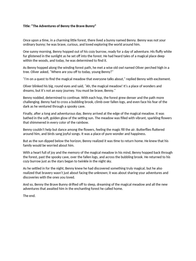 The Adventures of Benny The Brave | PDF