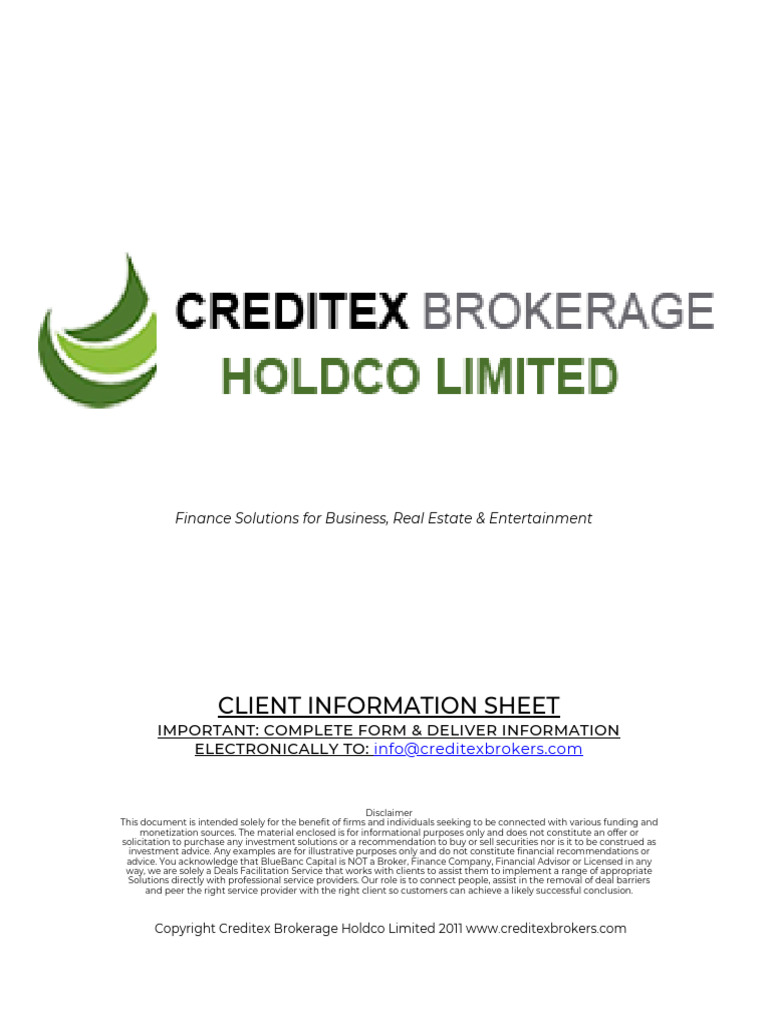 CIS Form Customer Information Sheet PDF | PDF