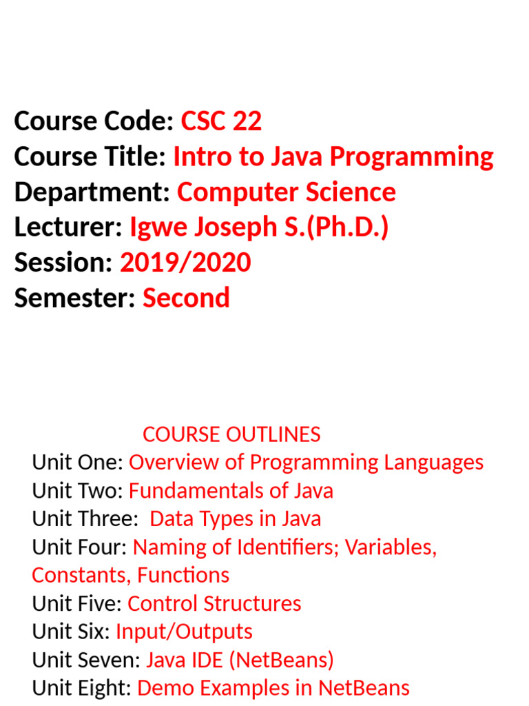 Lecture Java Fundamentals 2021 | PDF