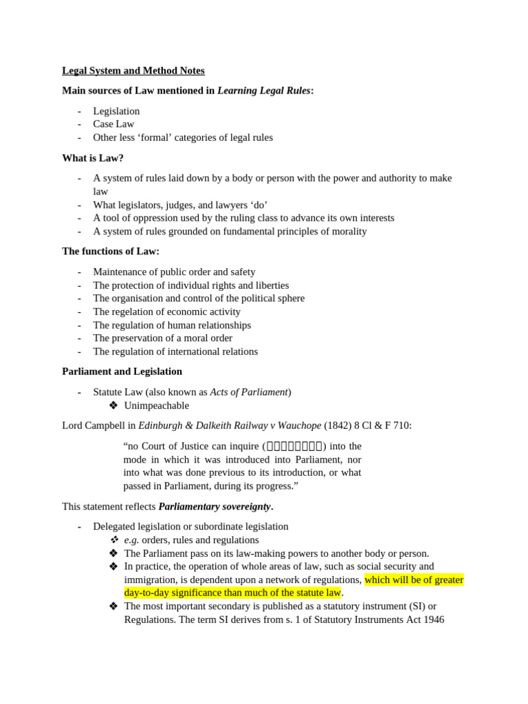 Legal System and Method Notes | PDF