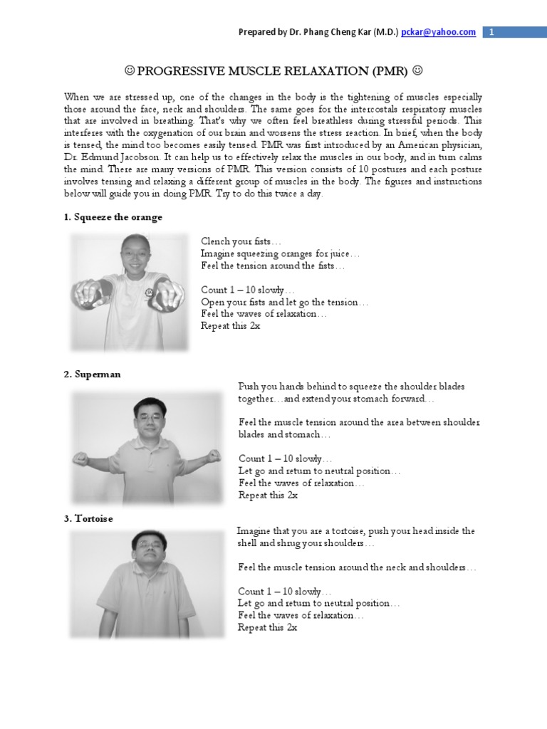 Progressive Muscle Relaxation - Pictures & Instruction | PDF ...