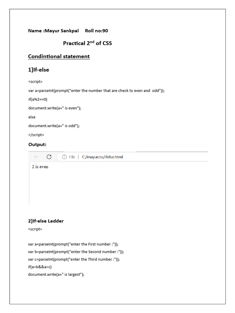 2nd Practical Css | PDF | Control Flow | Teaching Methods & Materials