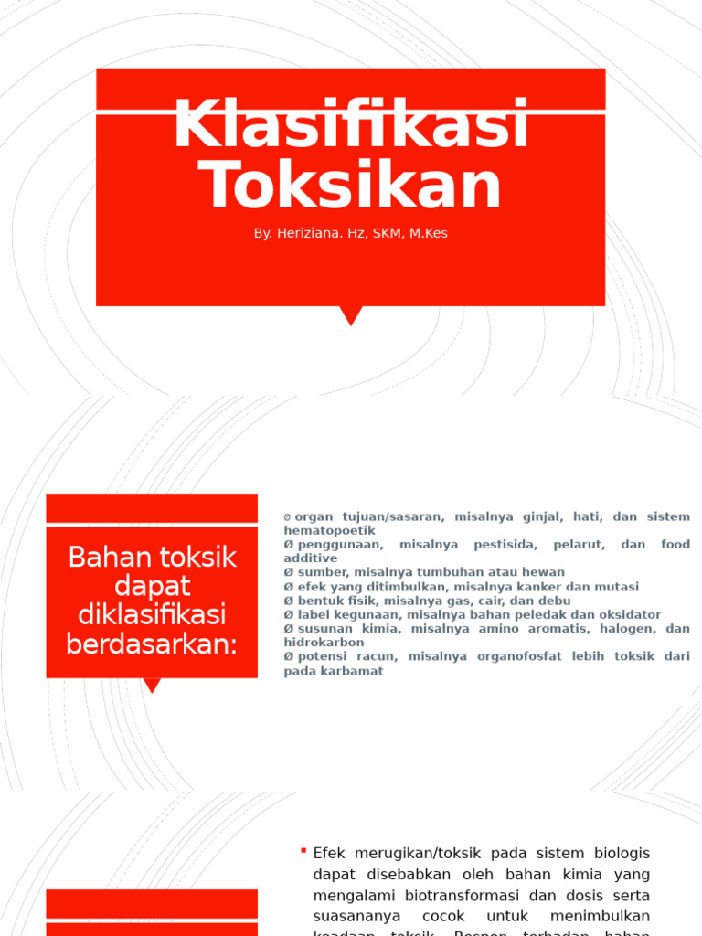 Klasifikasi Toksikan: By. Heriziana. HZ, SKM, M.Kes | PDF