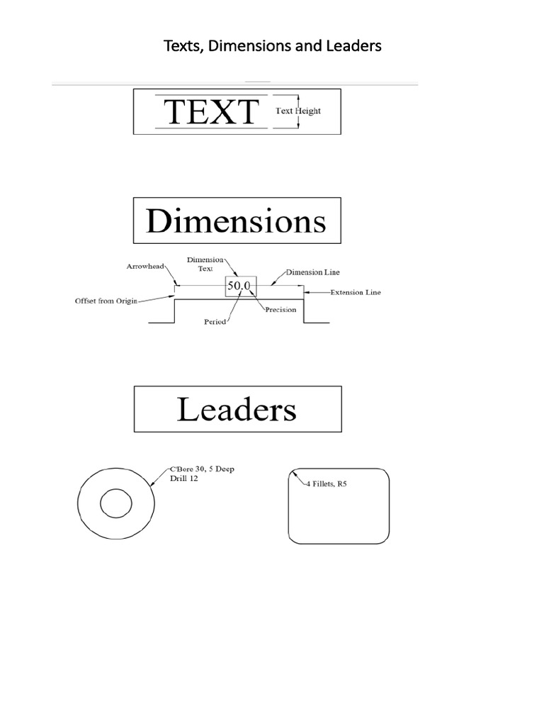 Texts Dimensions and Leaders | PDF