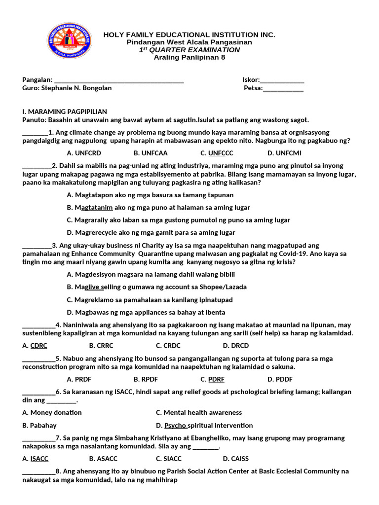 Grade 10 Ap Answer Key | PDF