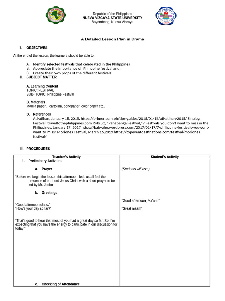 Lesson Plan DRAMA | PDF