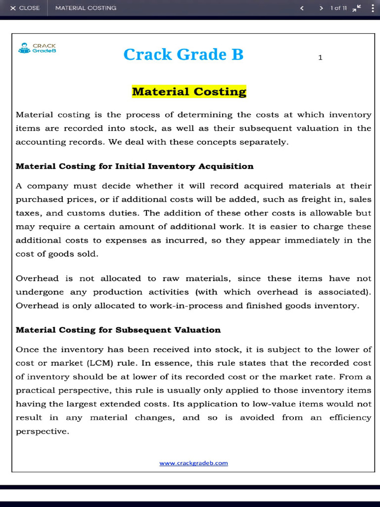 Material Costing | PDF