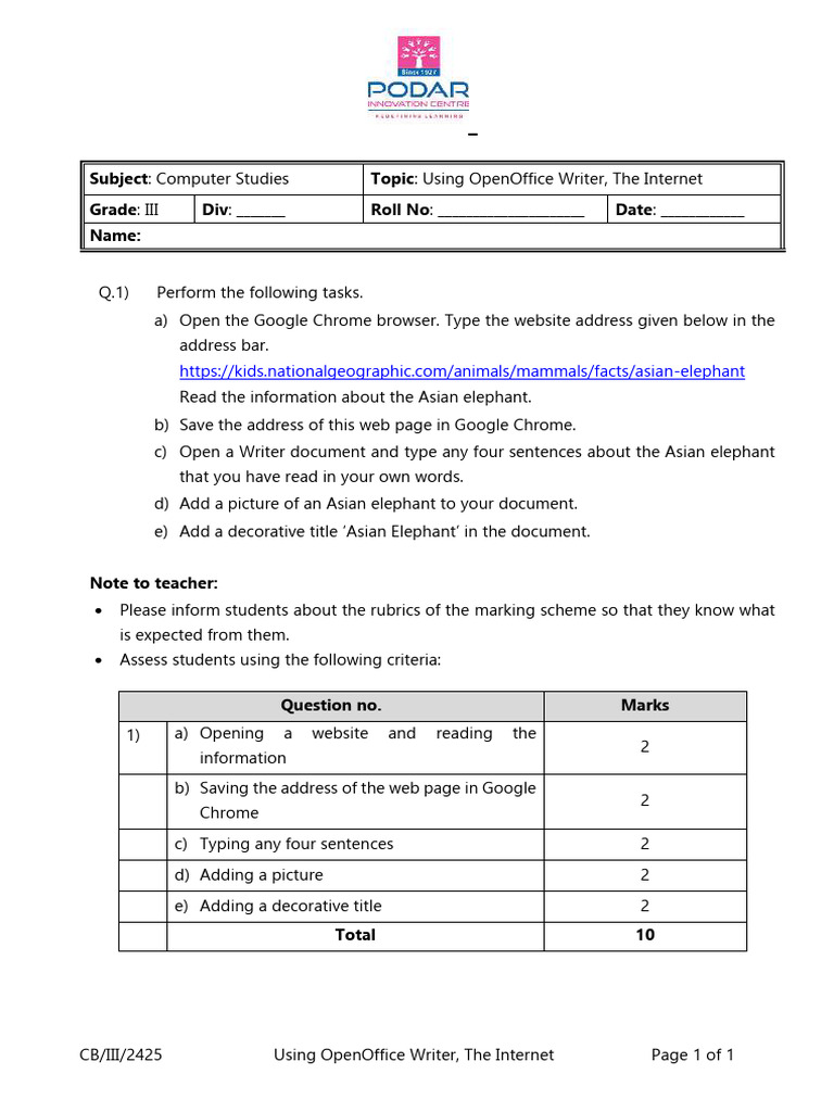 IA QP CBSE III Computer Studies Project 1 | PDF