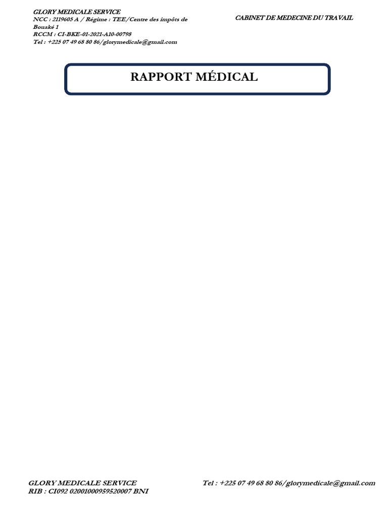 Rapport Médical 1 | PDF