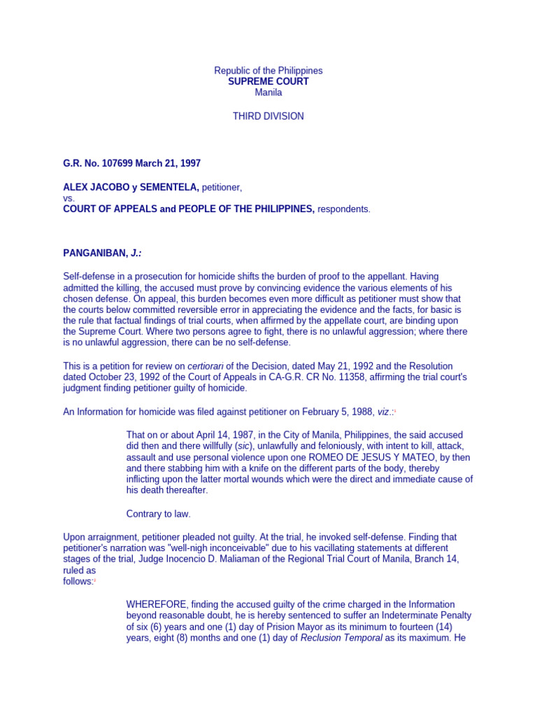 Alex Jacobo v. CA and People | PDF