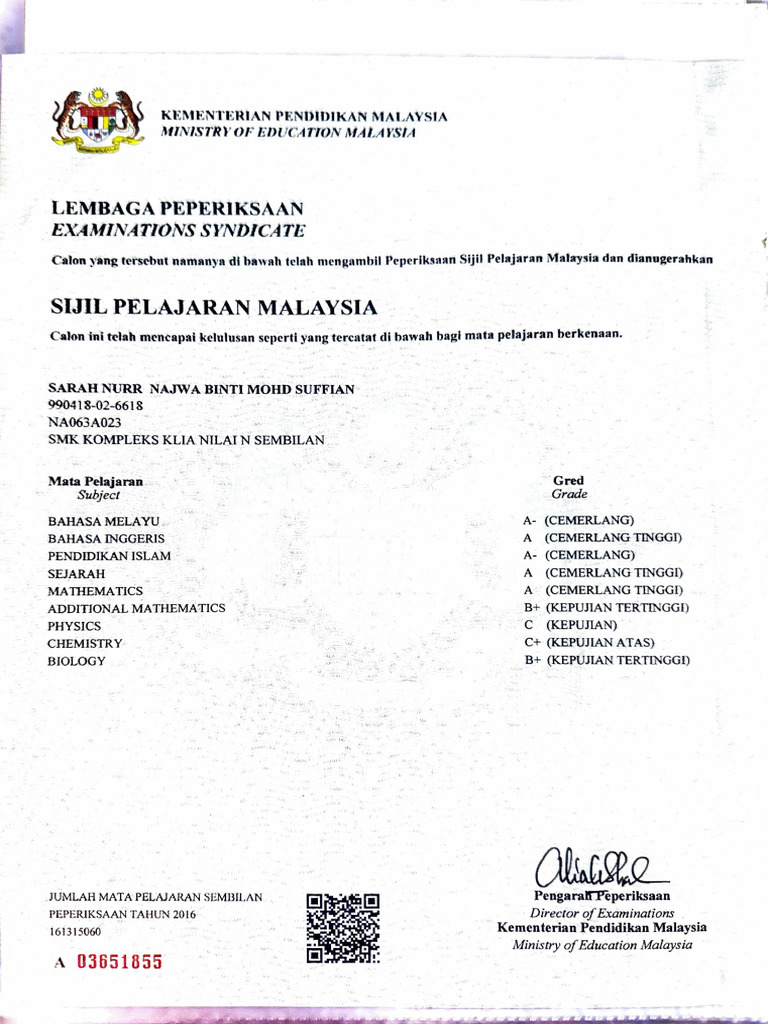 SPM Certificate | PDF
