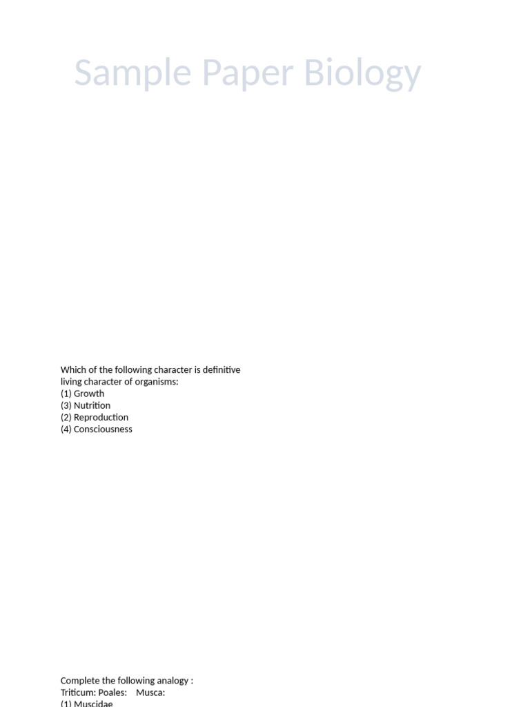 Sample Paper Biology | PDF