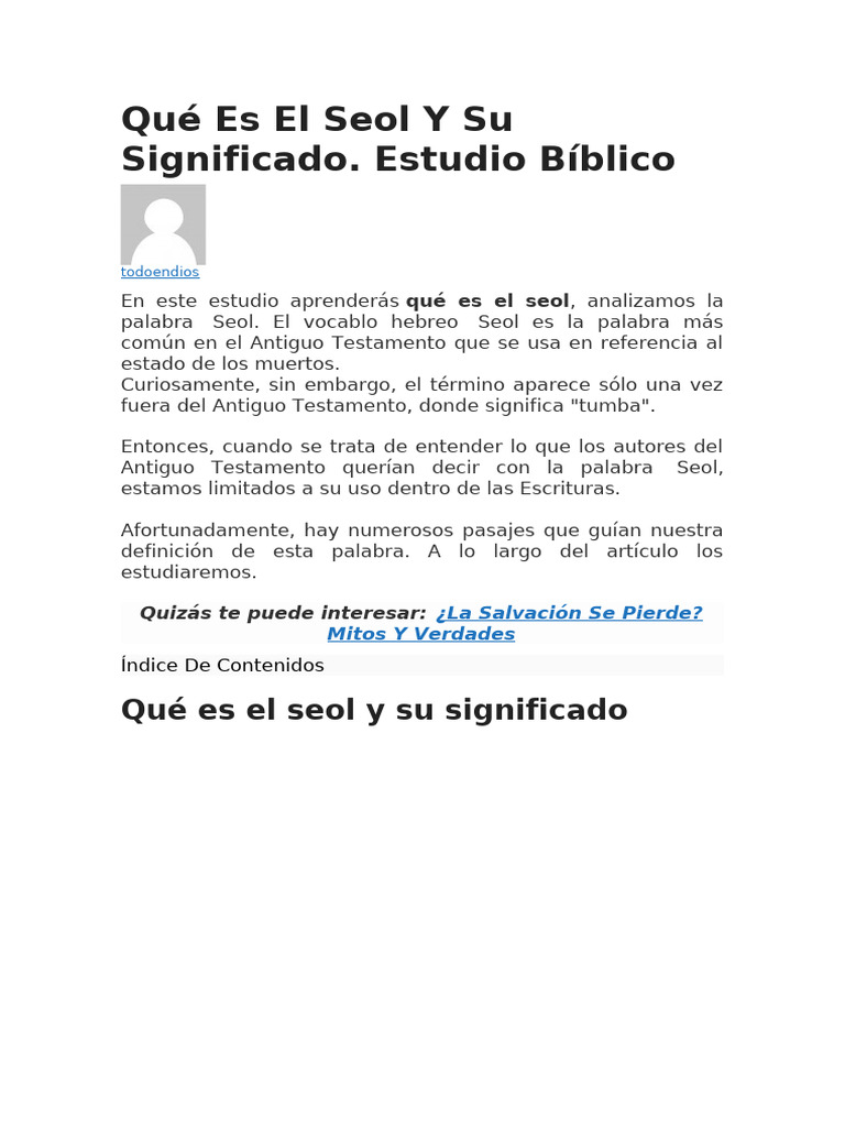 Qué Es El Seol Y Su Significado | PDF