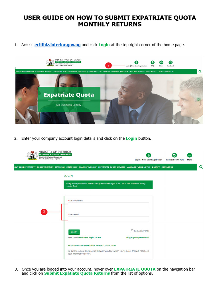Guide Submit Quota Monthly Returns Updated | PDF
