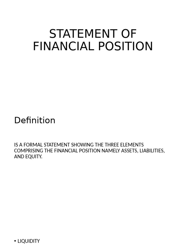 Statement of Financial Position | PDF