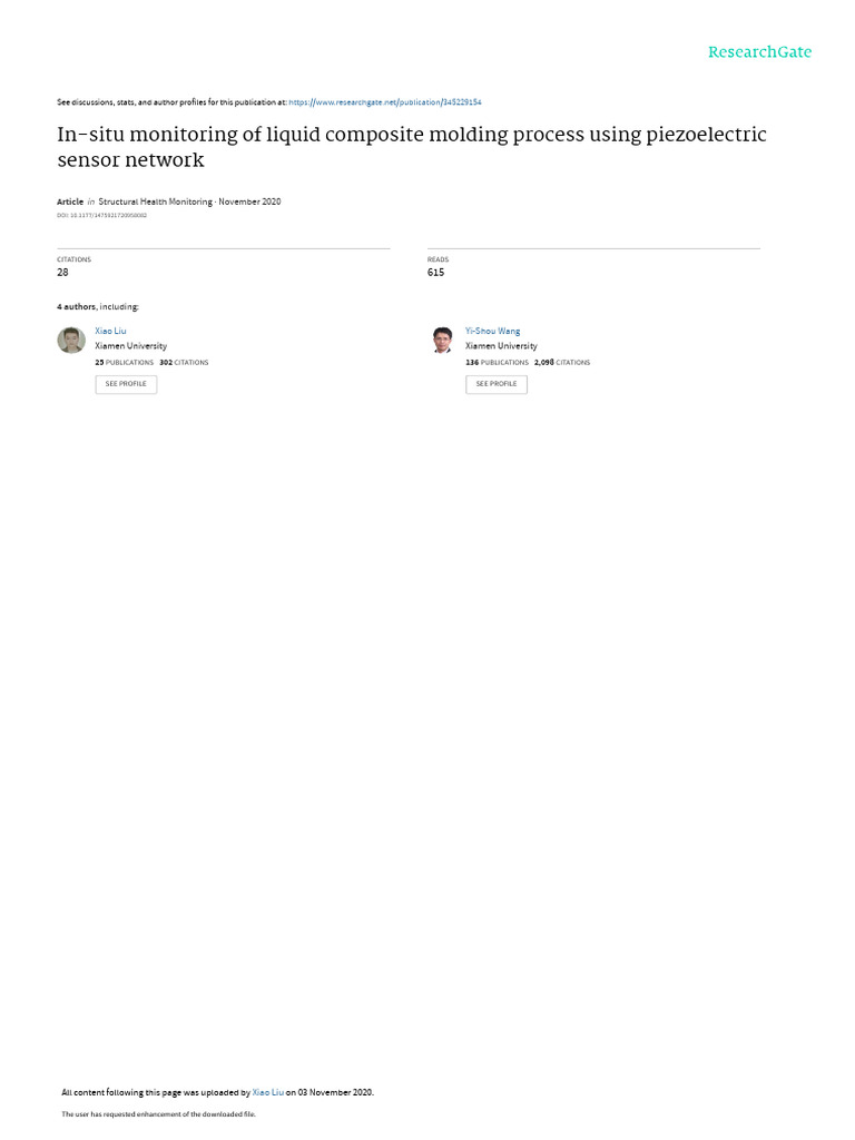 In-situ monitoring of liquid composite molding process using ...