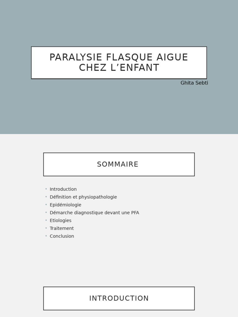 Paralysie Flasque Aigue Chez L'enfant | PDF