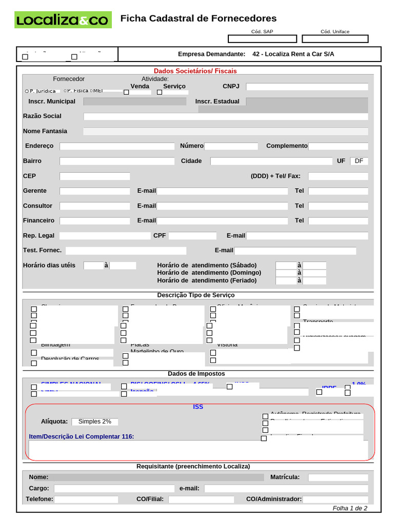 Ficha Cadastral | PDF
