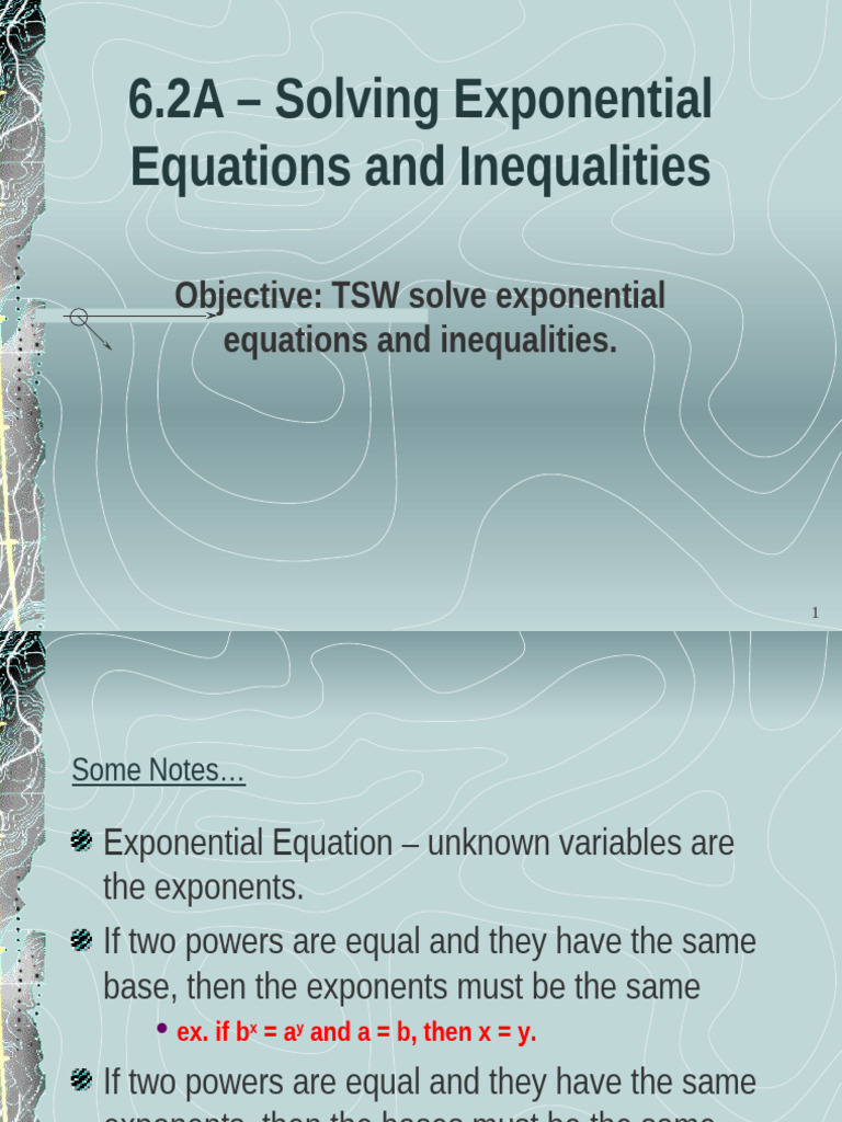 Solve Exponential Equations & Inequalities | PDF | Language Arts ...