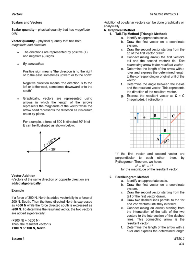 Lesson 4 Vector | PDF | Euclidean Vector | Mathematical Physics