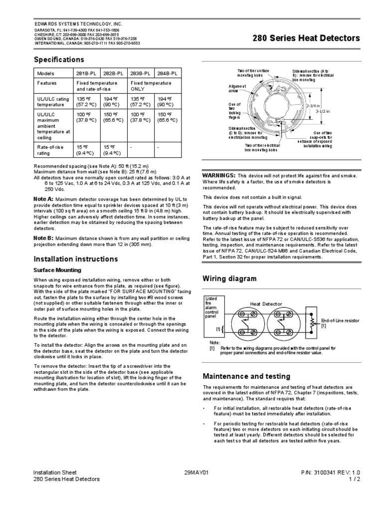 Edwards 280 Heats Heat Detector | PDF | Lumber | Building Engineering